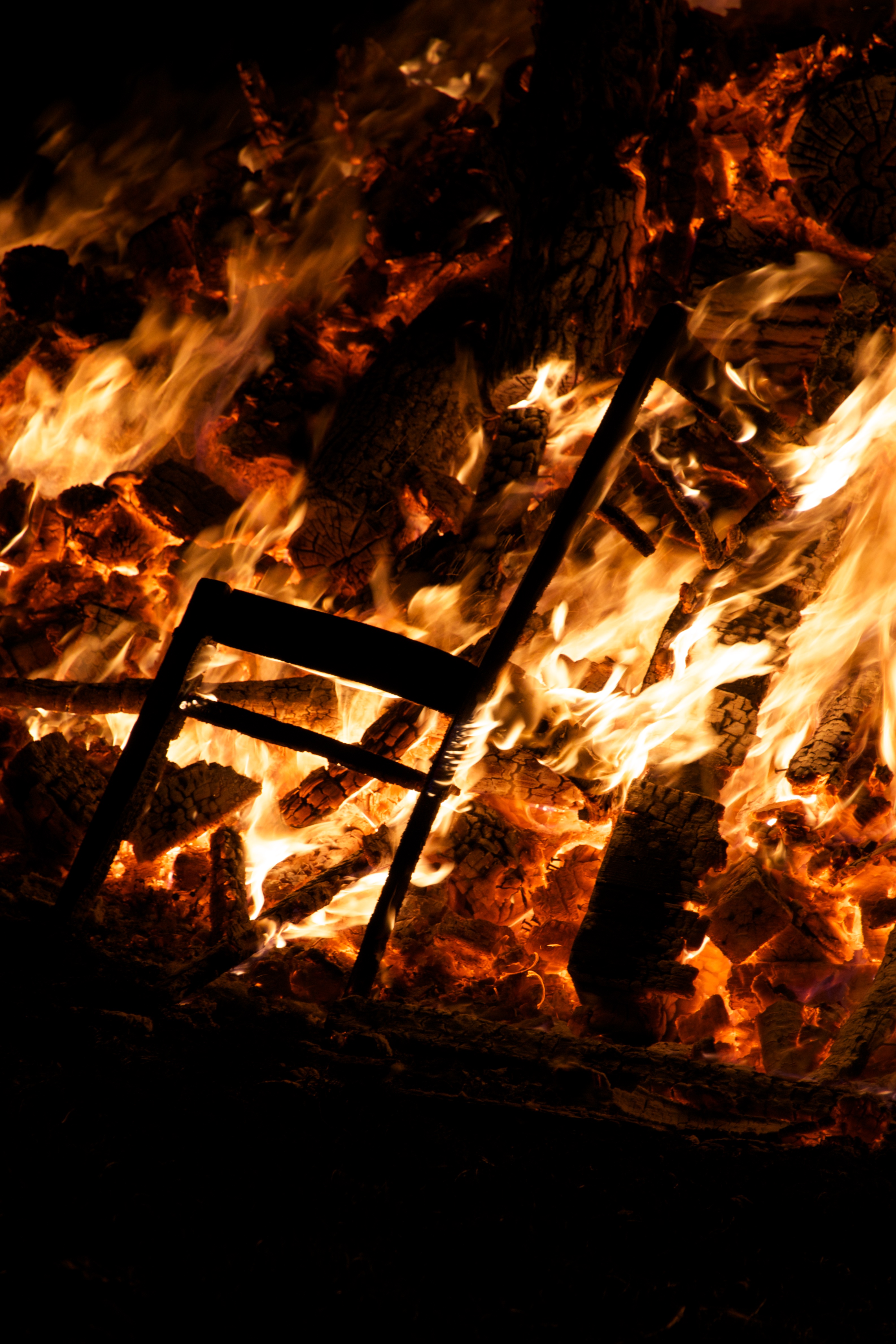 Chair burning in Guy Fawkes Night bonfire - Nick Dale - Private Tutor